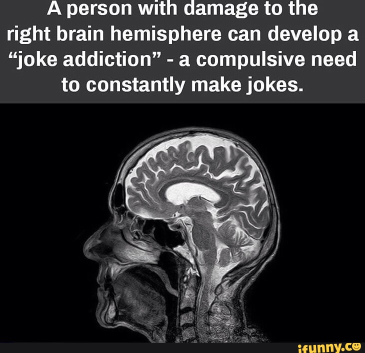 A person with damage to the right brain hemisphere can develop a "joke ...