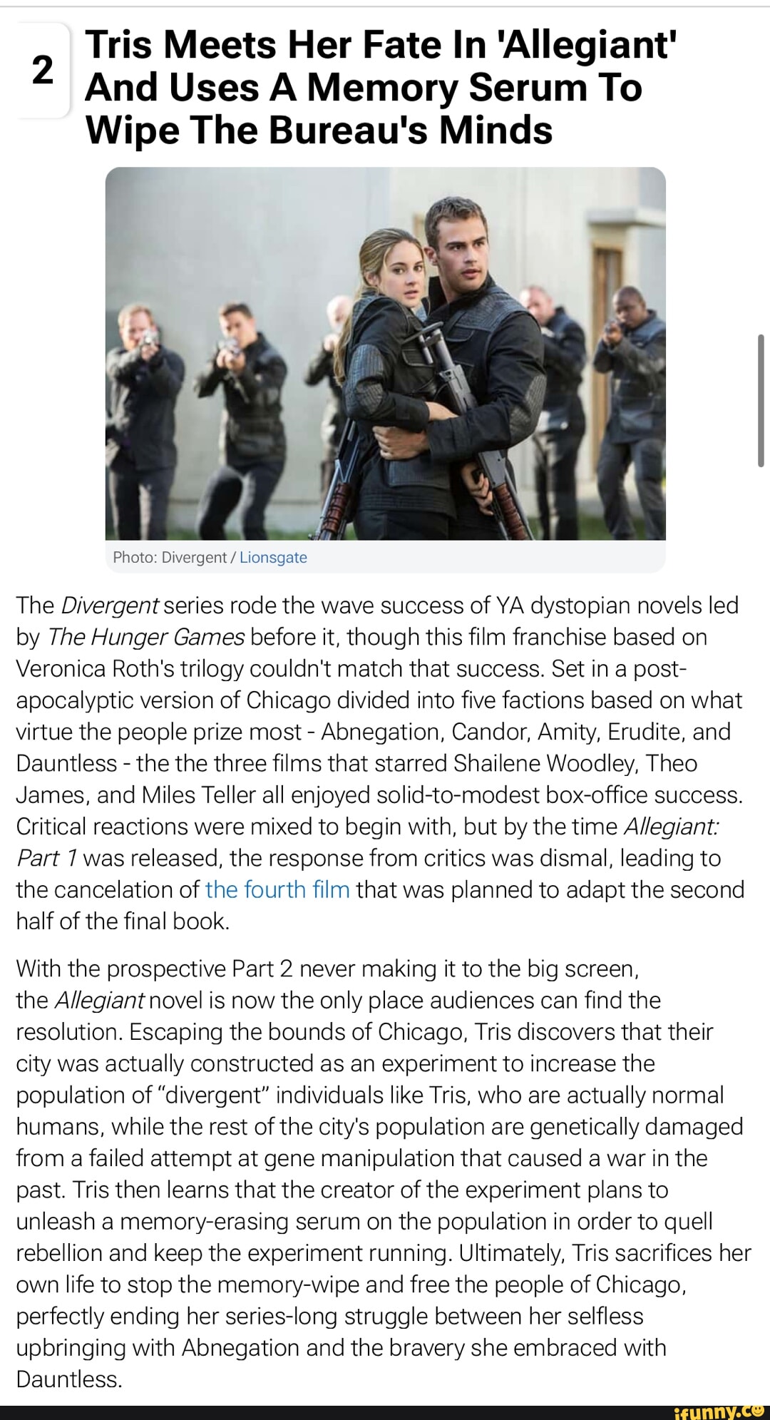 Tris Meets Her Fate In 'Allegiant' And Uses A Memory Serum To Wipe The ...