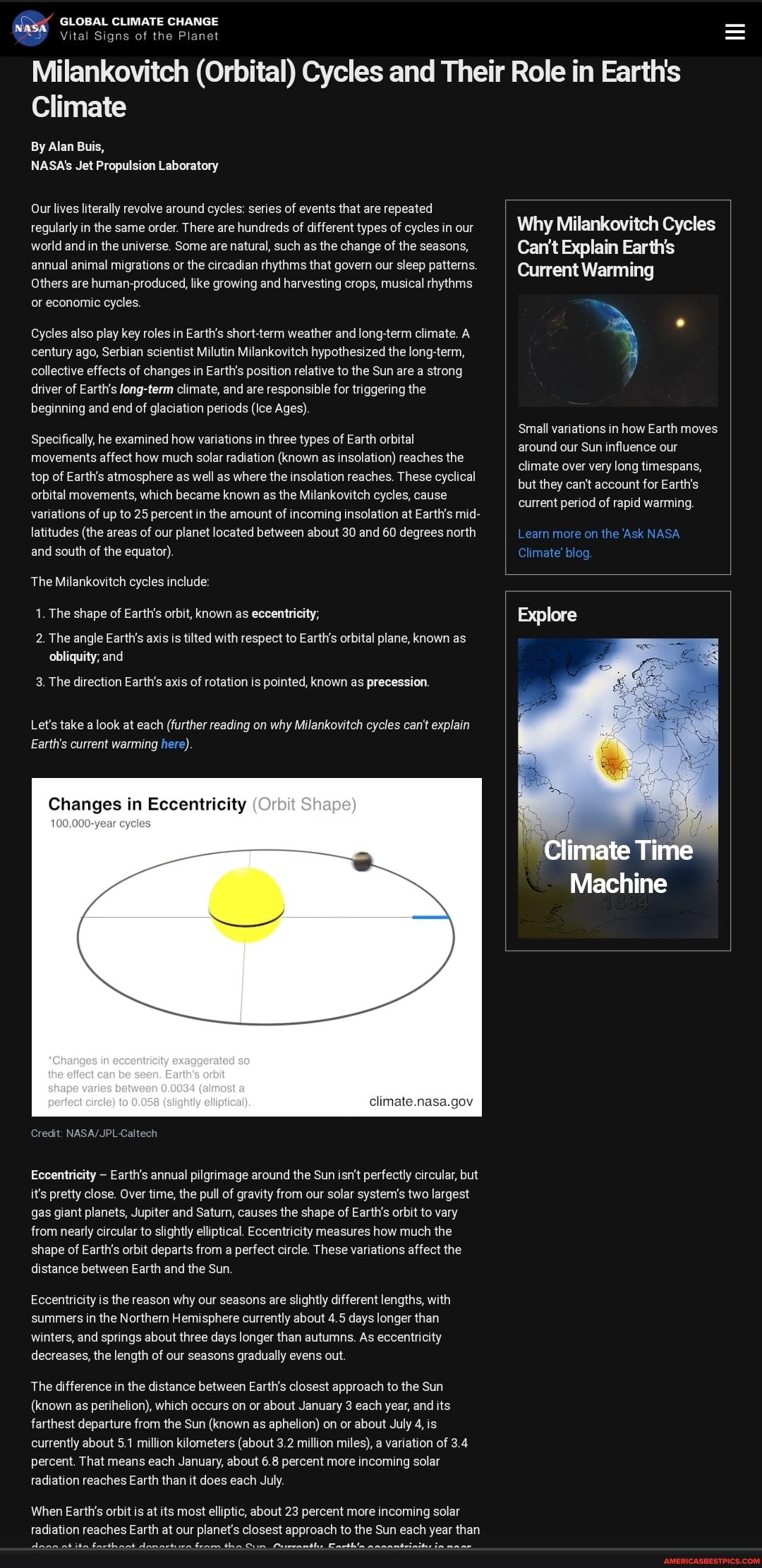 GLOBAL CLIMATE CHANGE Vital Signs of the Planet Milankovitch (Orbital ...