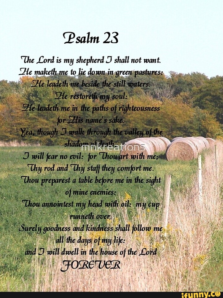 Psalm 23 The Lord is my shepherd shall not want. keth me to lie do ...