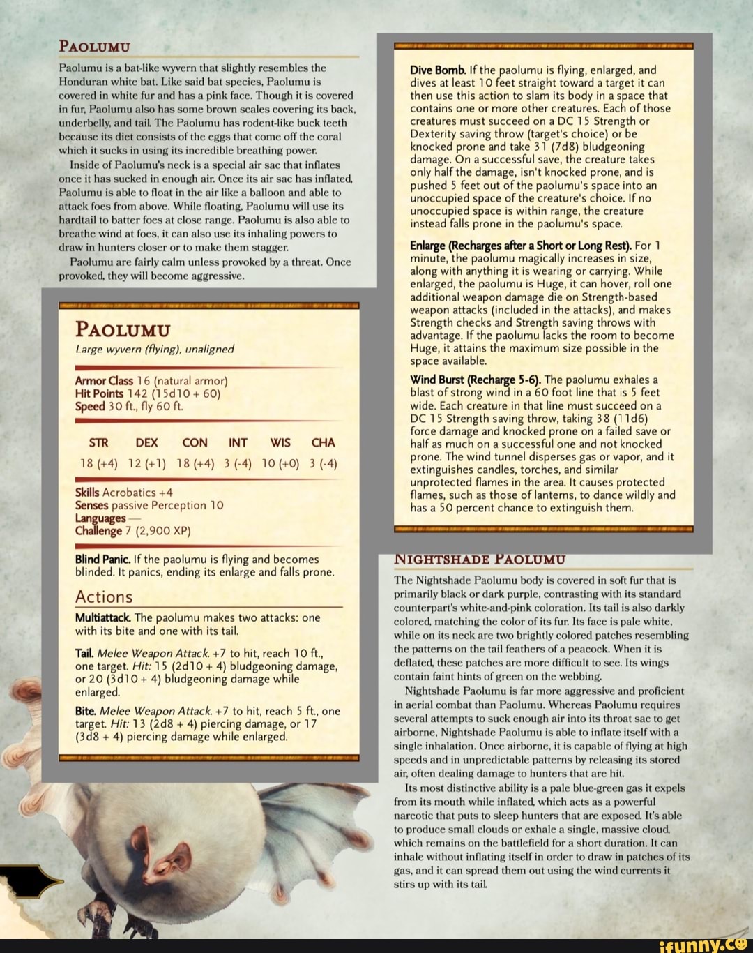 PAOLUMU Paolumu is a batlike wyvern that slightly resembles the ...