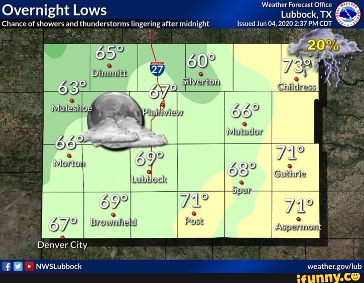 Weather Forecast Office Overnight Lows Lubbock, TX Chance of showers ...