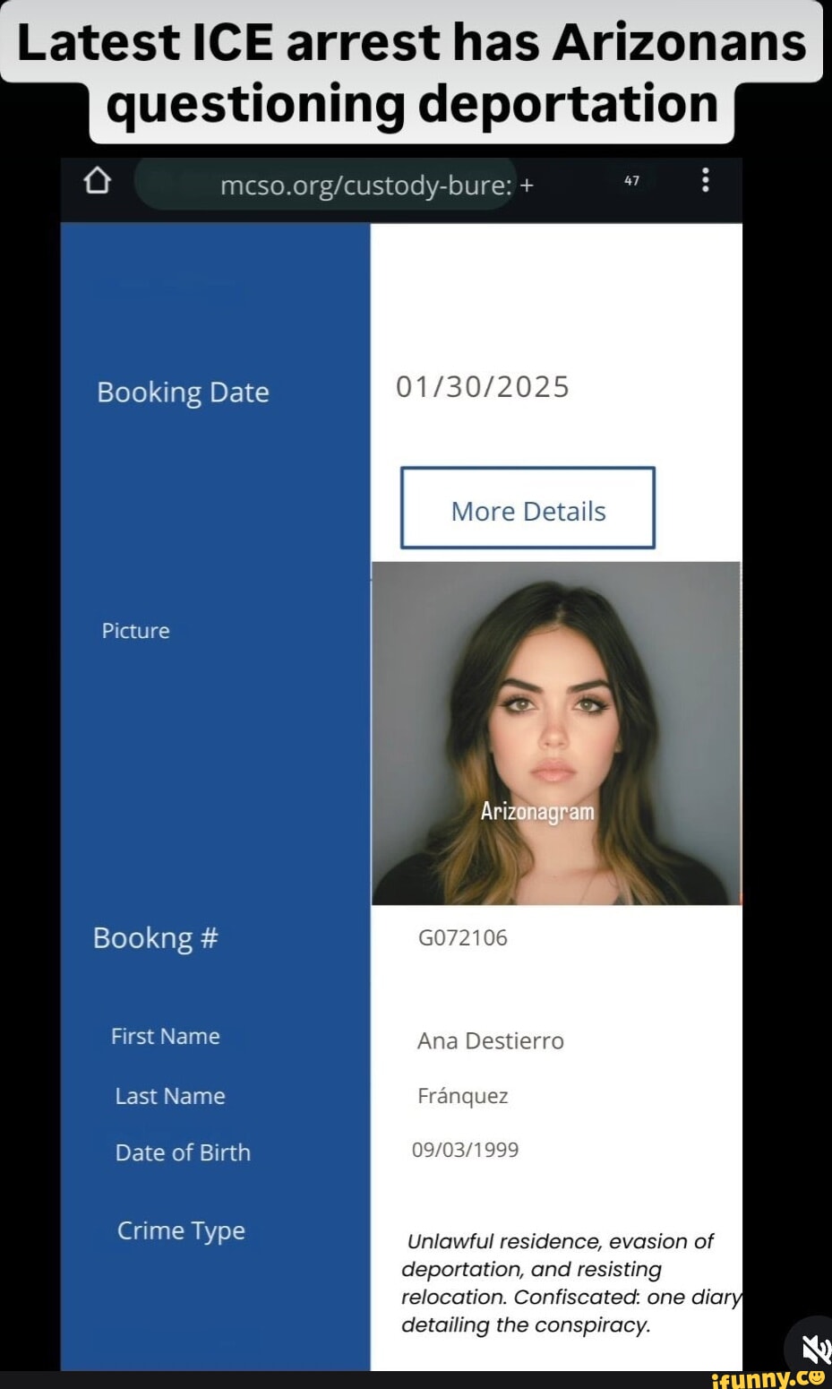 Latest ICE arrest has Arizonans questioning deportation Booking Date ...