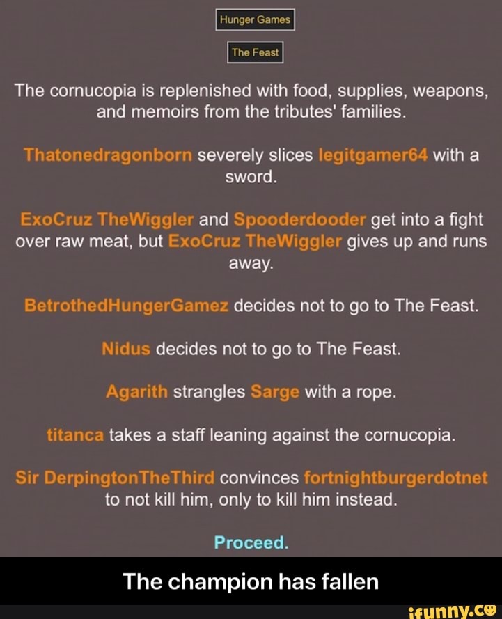 Hunger Games The Feast The cornucopia is replenished with food ...