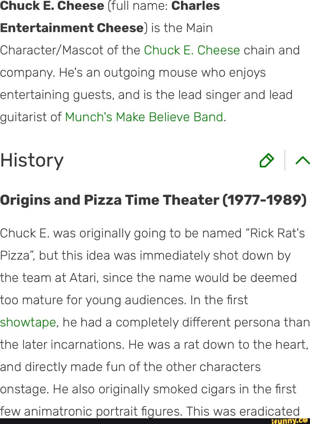 Chuck E. Cheese (full name: Charles Entertainment Cheese) is the Main ...