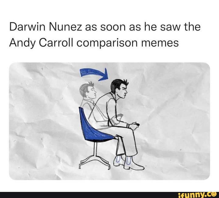 Darwin Nunez as soon as he saw the Andy Carroll comparison memes - iFunny