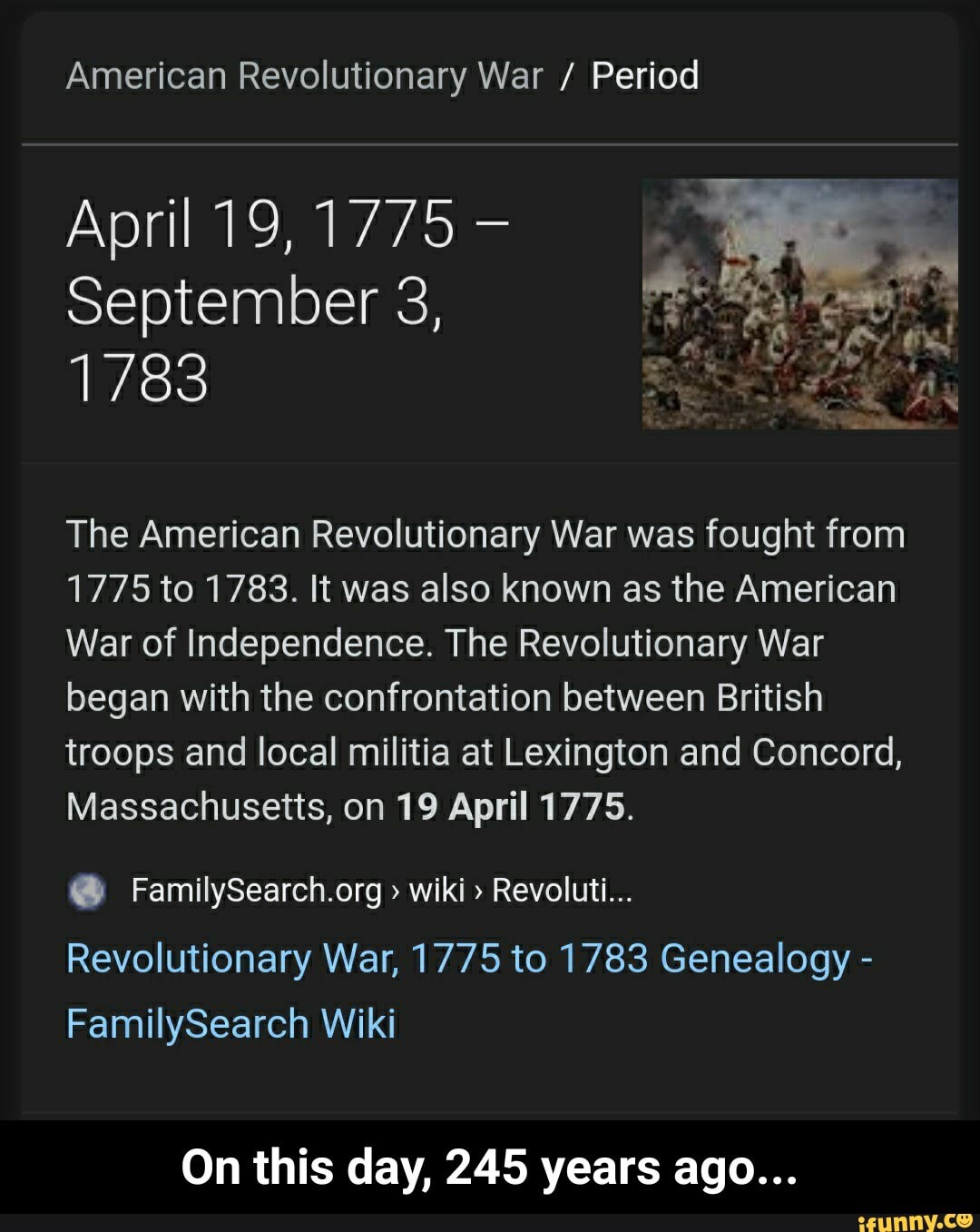 American Revolutionary War Period April 19, 1775 The American ...