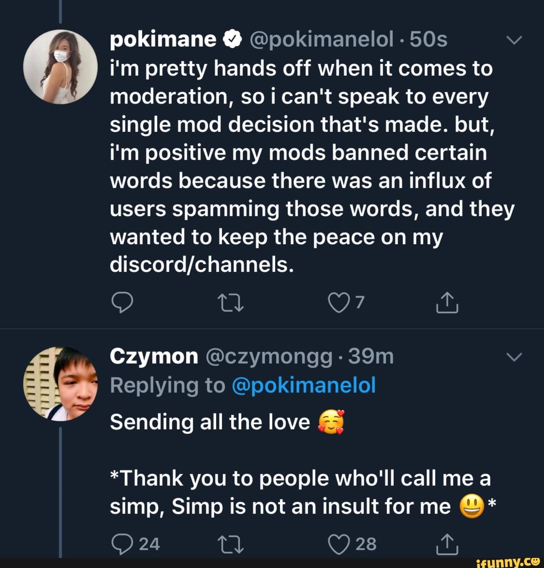Pokimane @ @pokimanelol - i'm pretty hands off when it comes to ...