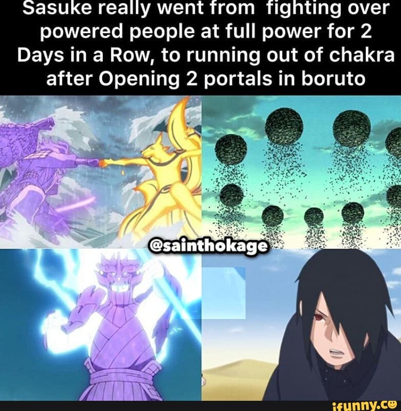 Sasuke really went trom fighting over powered people at full power for ...