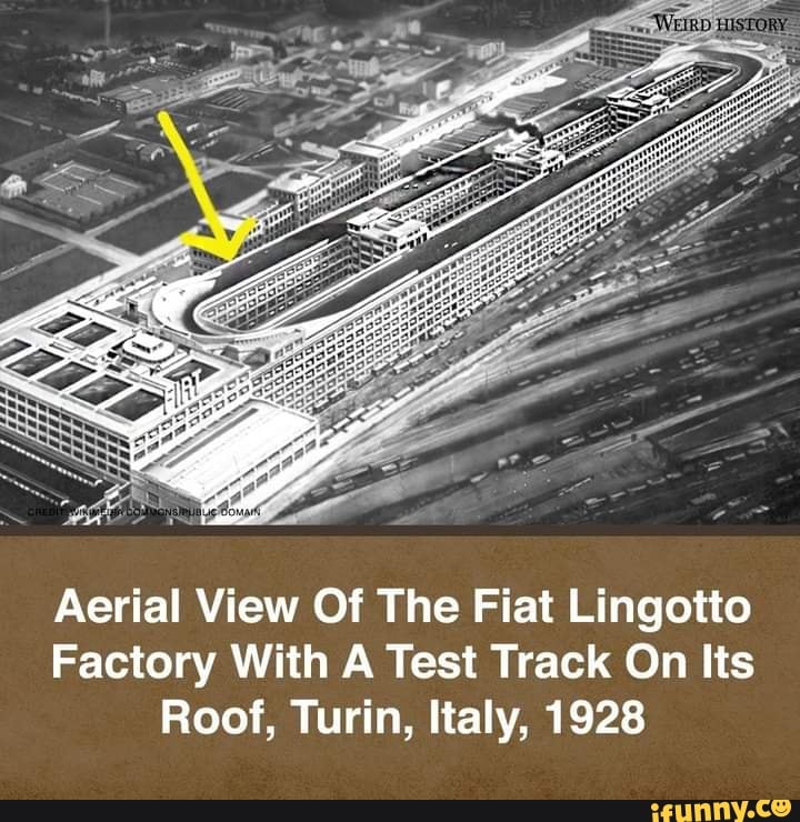 Aerial View Of The Fiat Lingotto Factory With A Test Track On Its Roof ...