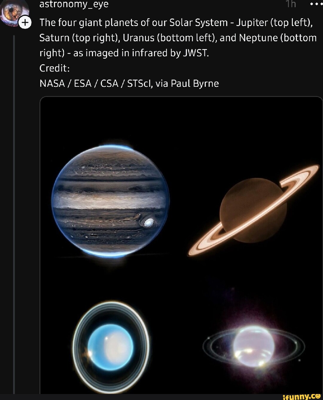 Astronomy_eye The four giant planets of our Solar System - Jupiter (top ...