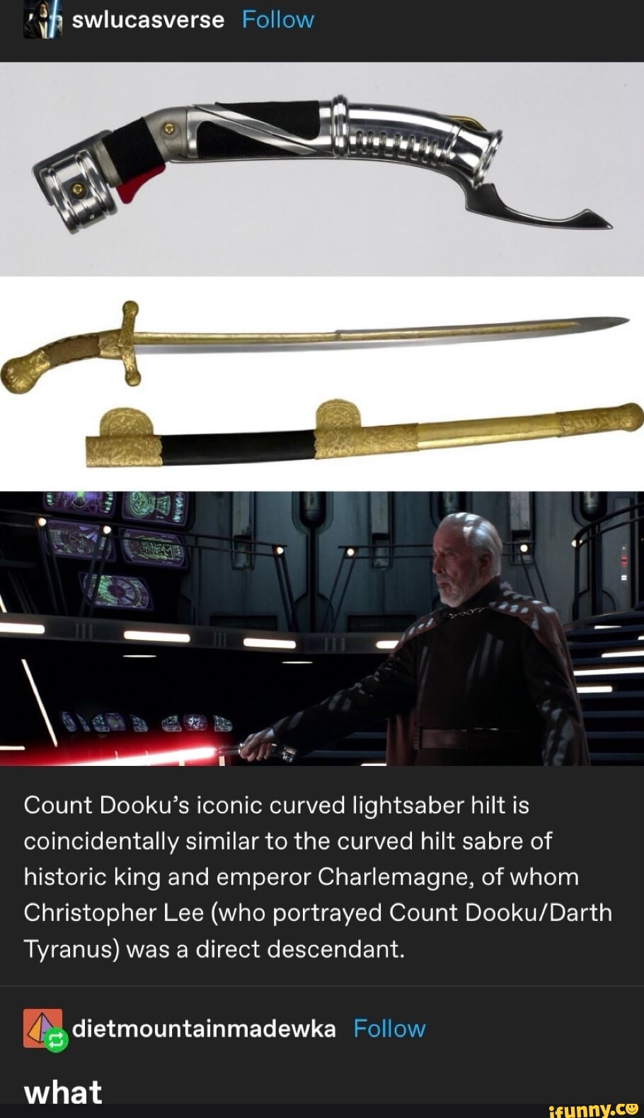 Swlucasverse Follow - - Count Dooku's iconic curved lightsaber hilt is ...