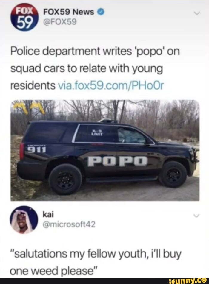 Sup fellow citizens - FOX News Police department writes 'popo' on squad ...