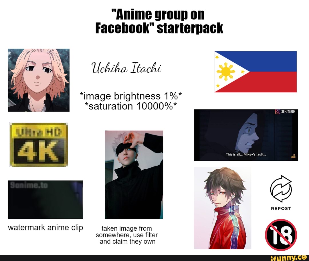 "Anime group on Facebook" starterpack Uchiha Itachi *image brightness 1 ...