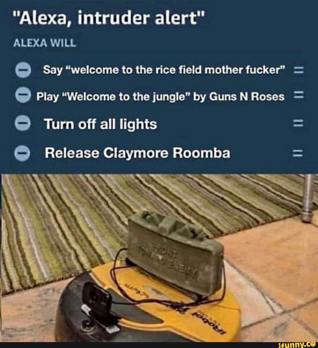 "Alexa, intruder alert" ALEXA WILL Say "welcome to the rice field ...