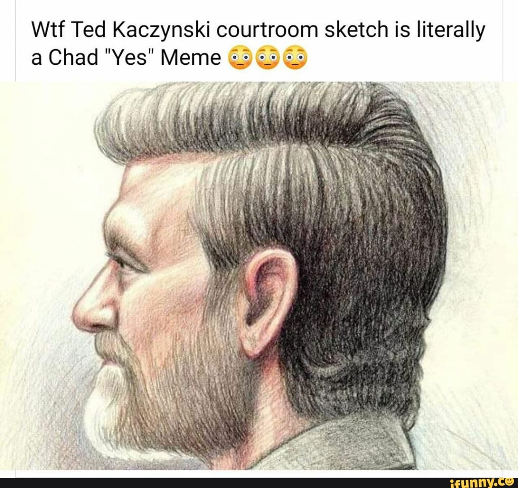 Wtf Ted Kaczynski courtroom sketch is literally a Chad "Yes" Meme Lin ...