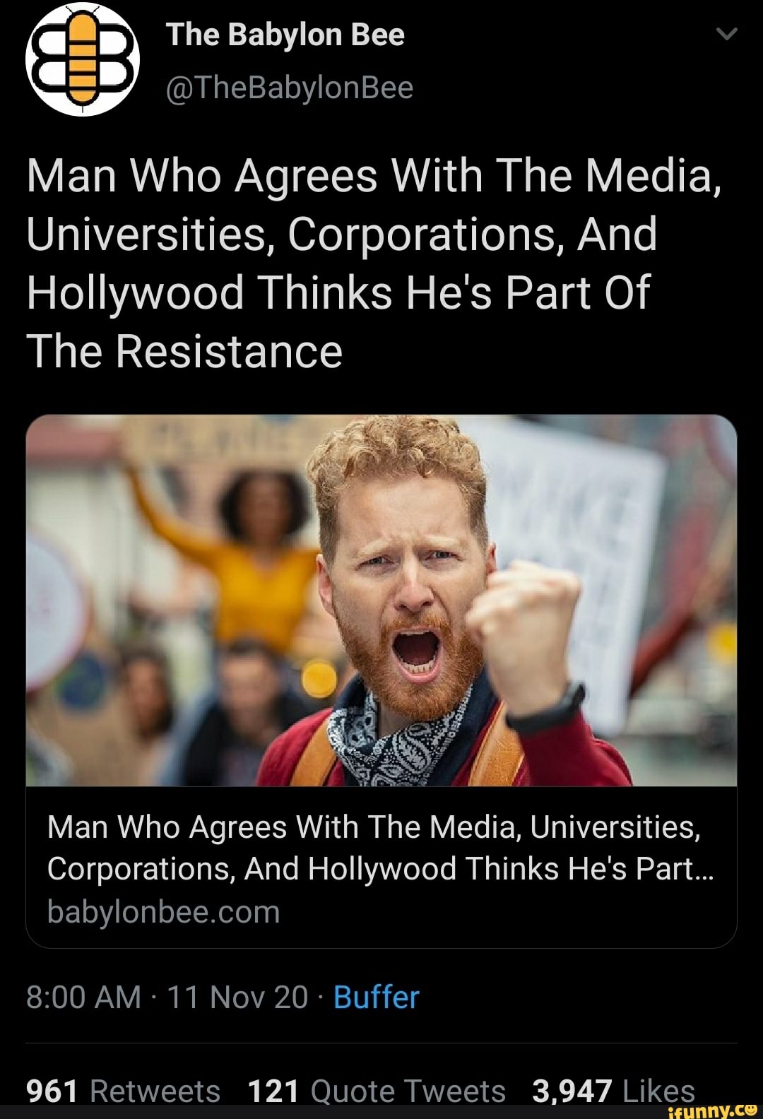 GOB) The Babylon Bee @TheBabylonBee Man Who Agrees With The Media ...