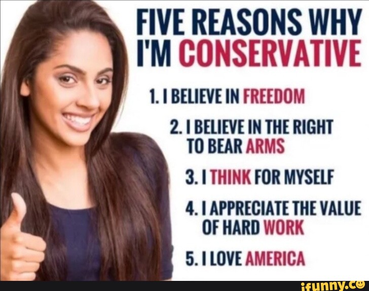 FIVE REASONS WHY I'M CONSERVATIVE 1. BELIEVE IN FREEDOM 2. I BELIEVE IN ...