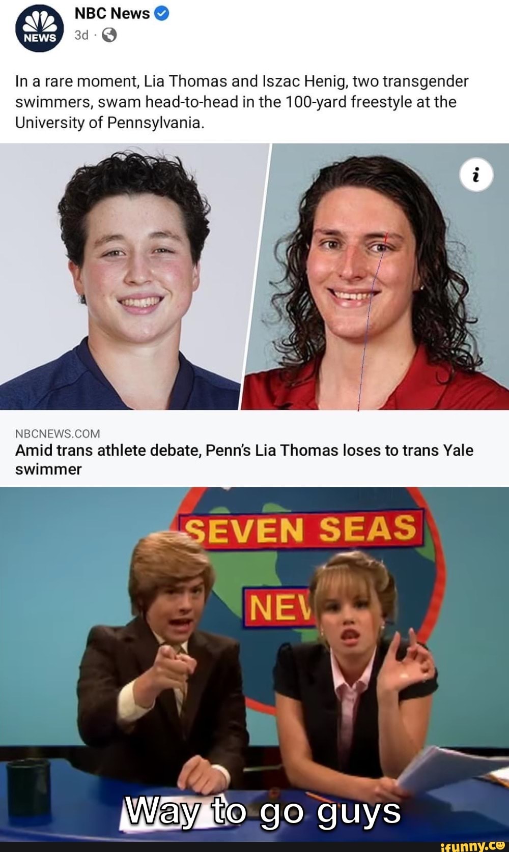 NBC News @ ad-@ In a rare moment, Lia Thomas and Iszac Henig, two ...