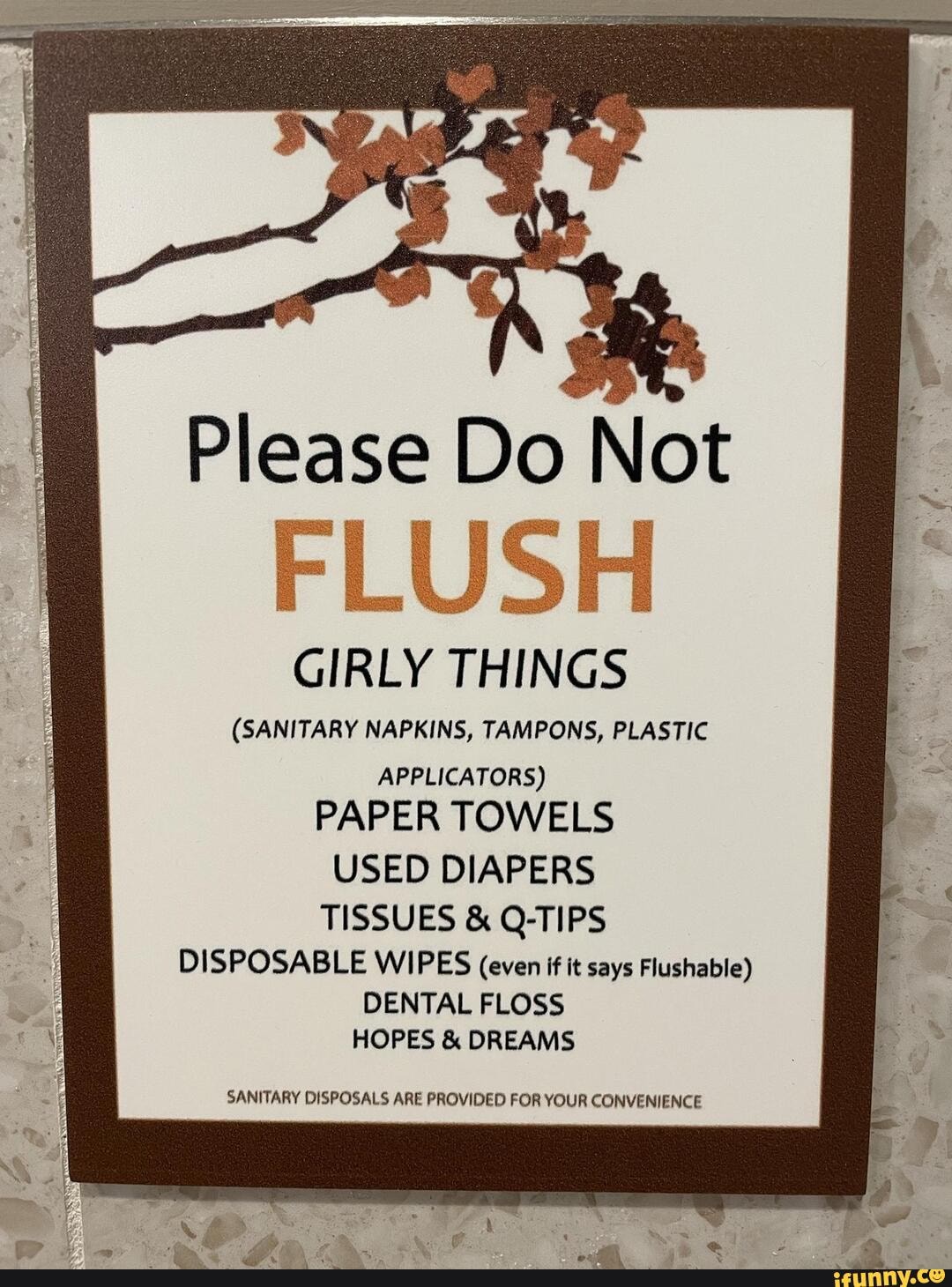 A little offensive, a little funny - Please Do No FLUSH GIRLY THINGS ...