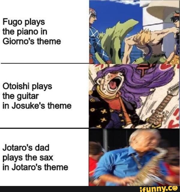 Fugo plays the piano in Giomo's theme Otoishi plays the guitar in ...