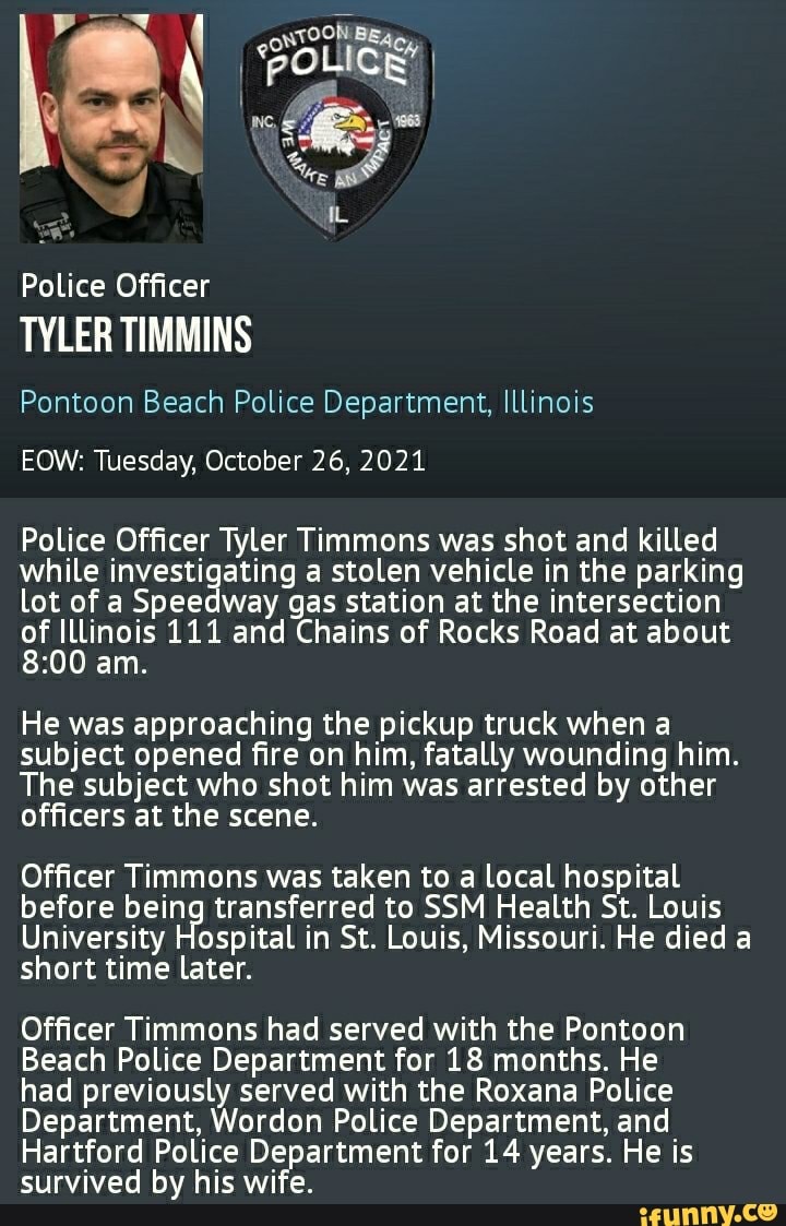 Police Officer TYLER TIMMINS iL Pontoon Beach Police Department ...