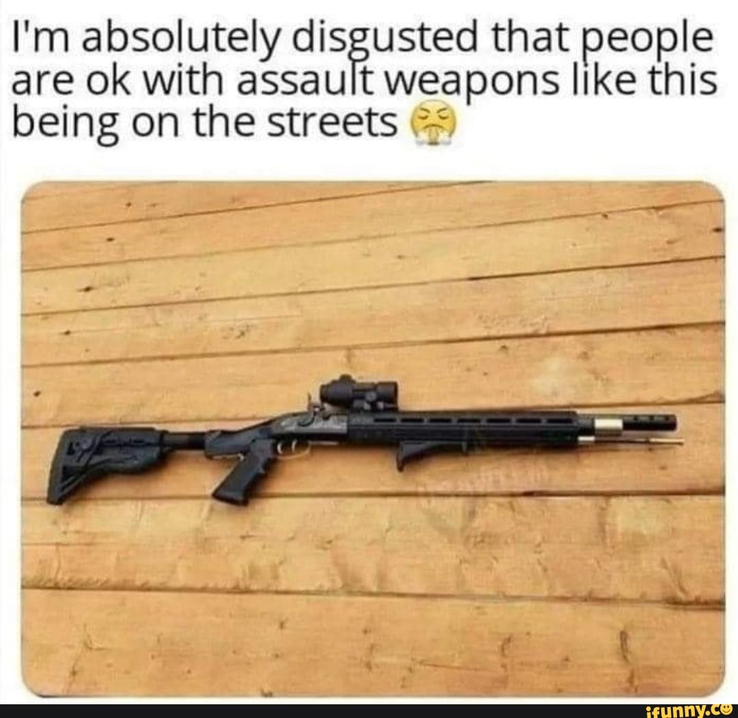 I'm are absolutely assault cisgusted that weapons people are ok with ...