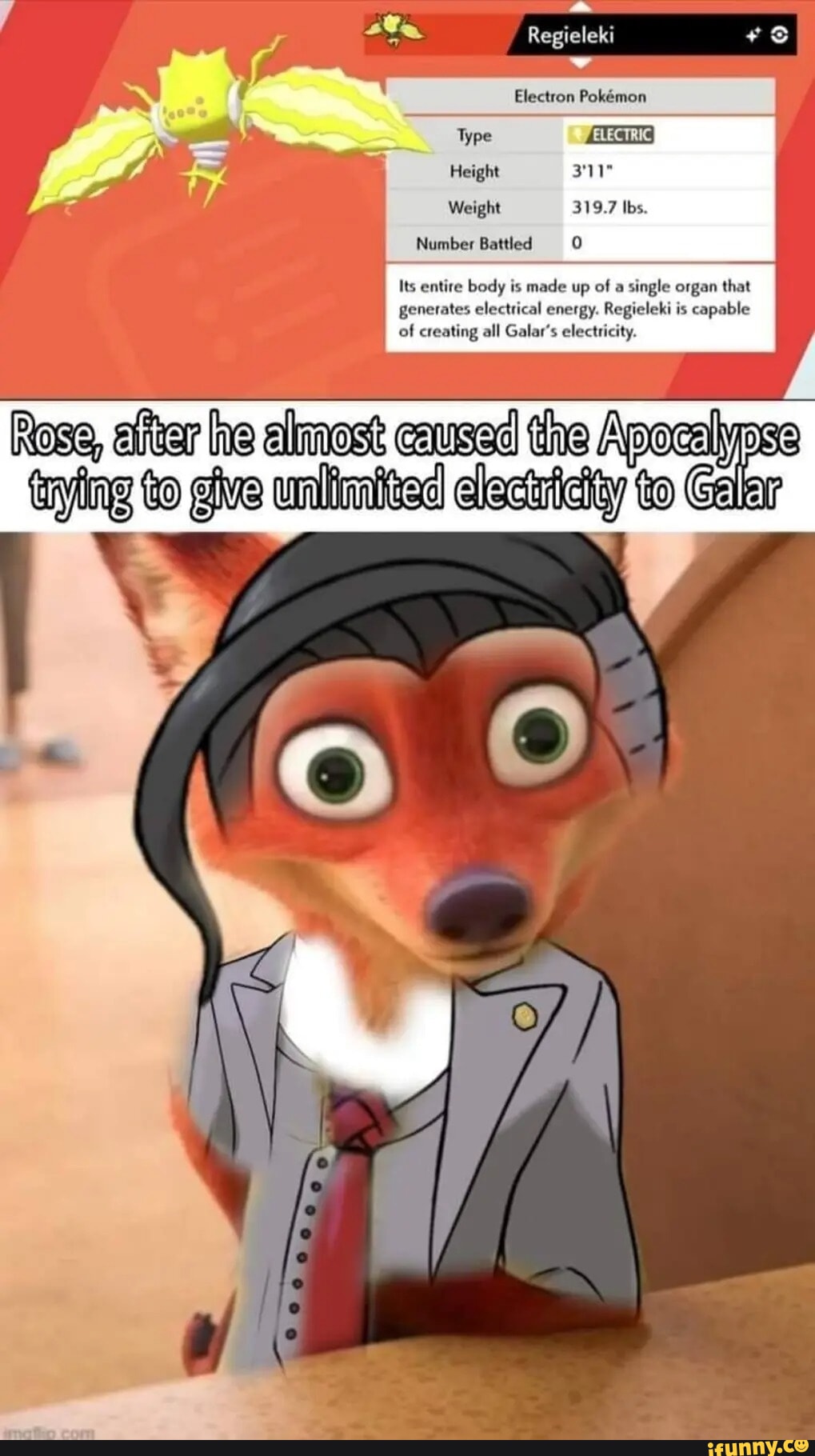 Regieleki Electron Pokemon Type Height Weight 319.7 Ibs. Number Battled ...