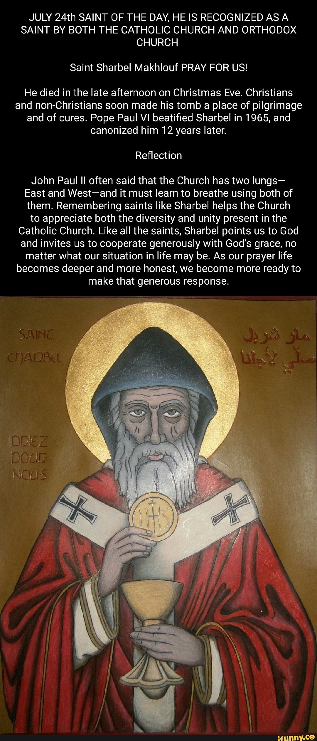 JULY 24th SAINT OF THE DAY, HE IS RECOGNIZED AS A SAINT BY BOTH THE ...