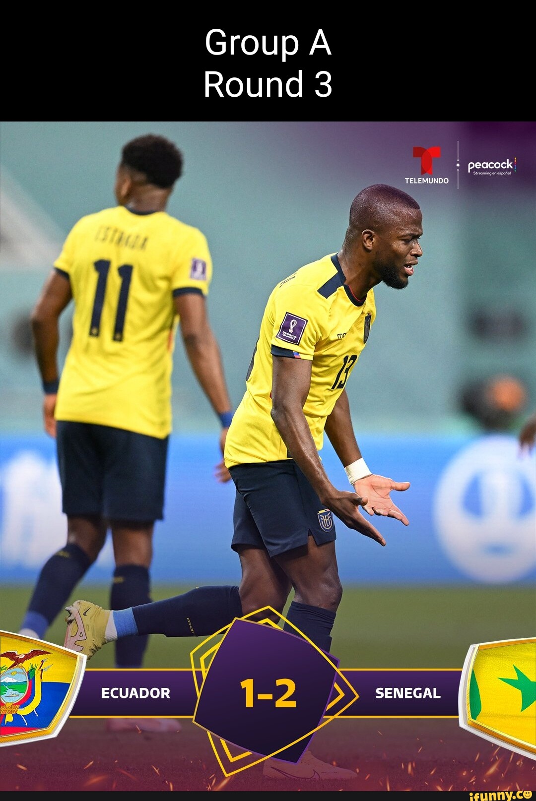 Group A Round 3 peacock TELEMUNDO ECUADOR SENEGAL - iFunny