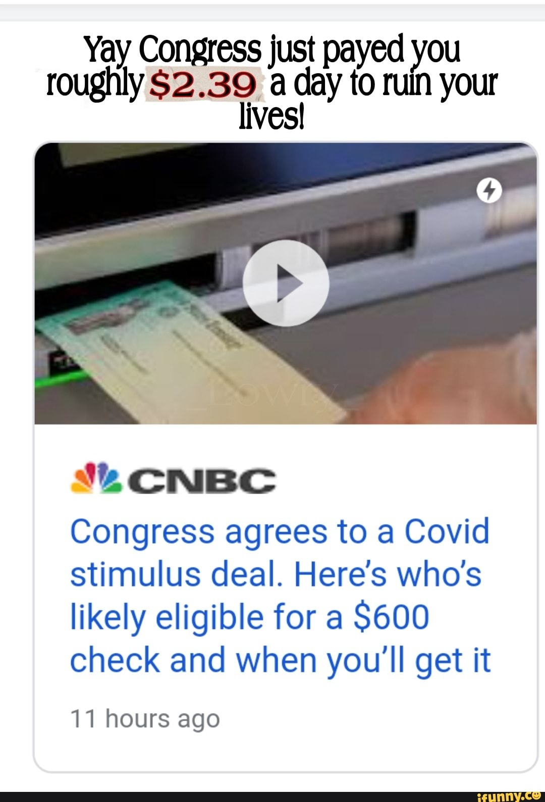 Yay Congress just payed you roughly $2.39 day to your CNBC Congress ...