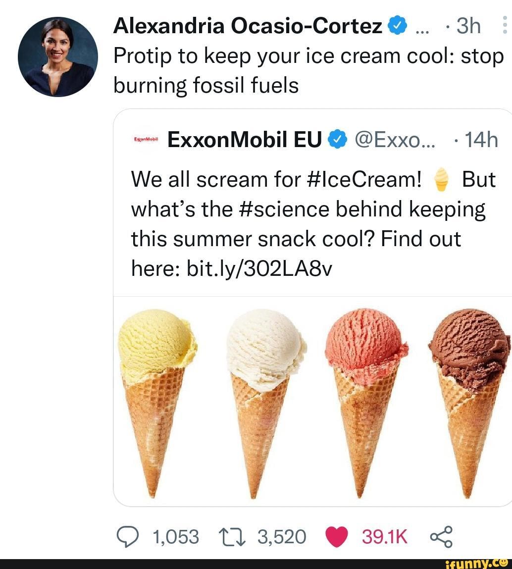 Alexandria Ocasio-Cortez @ Protip to keep your ice cream cool: stop ...