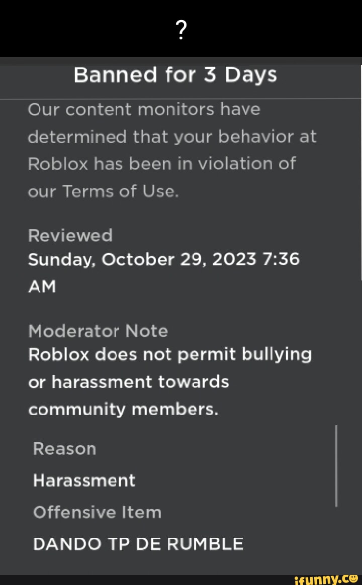 Banned for 3 Days Our content monitors have determined that your ...