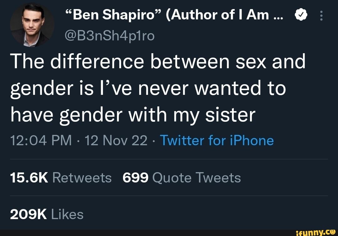 "Ben Shapiro" (Author of [Am... @ @B3nSh4piro The difference between ...
