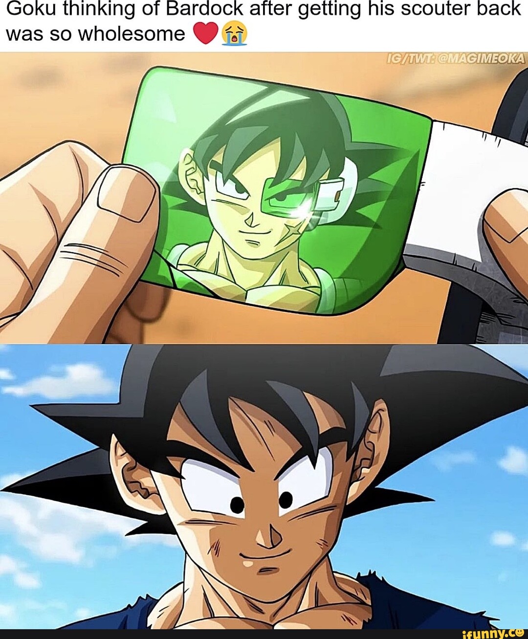 Goku thinking of Bardock after getting his scouter back was so ...