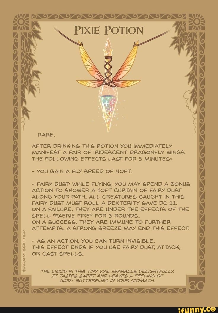 @MRIAMESGIFFORD RARE. POTION AFTER DRINKING THIS POTION YOU IMMEDIATELY ...