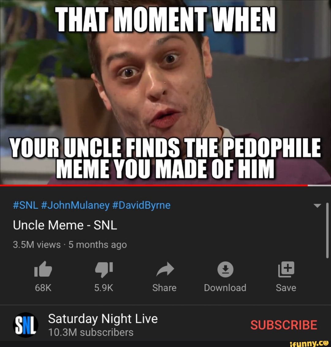 OUR UNCLE FINDS MEME YOU MADE OF HIM #SNL #JohnMulaney #DavidByrne ...