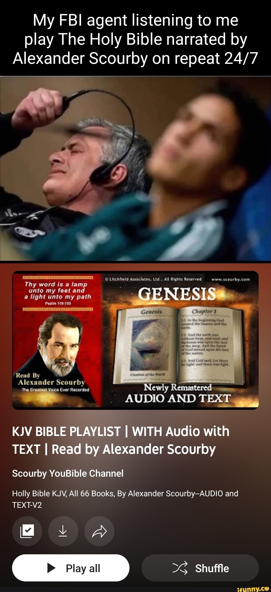 My FBI agent listening to me play The Holy Bible narrated by Alexander ...