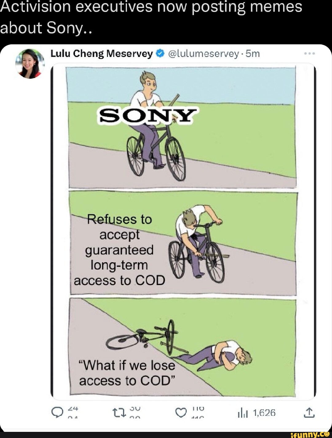 Ctivision executives now posting memes about Sony.. Lulu Cheng Meservey ...