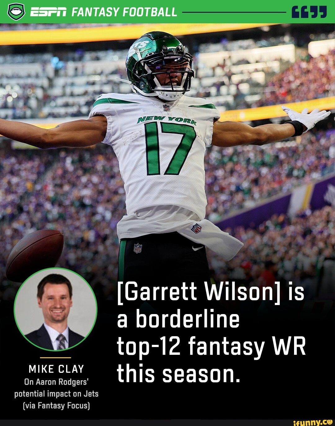 MIKE CLAY On Aaron Rodgers' potential impact on Jets (via Fantasy Focus ...