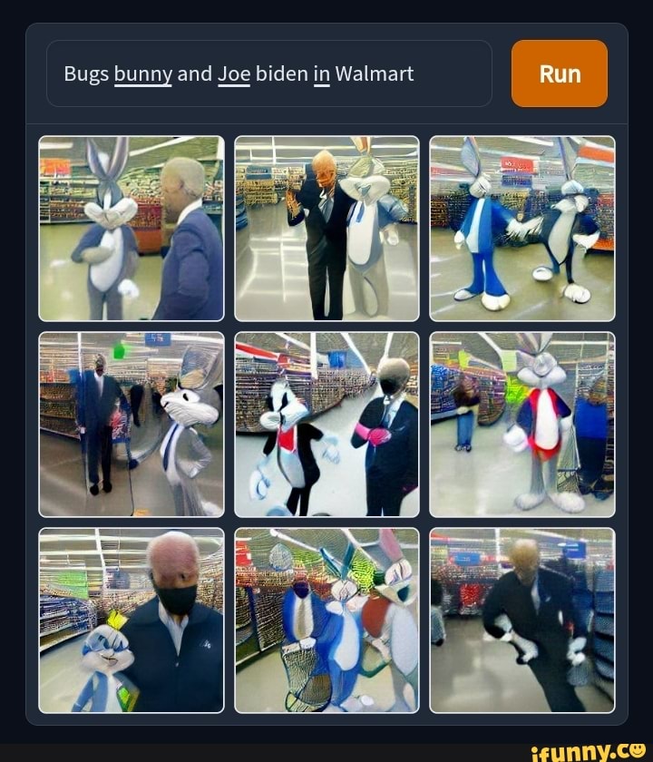 Bugs bunny and Joe biden in Walmart Run - iFunny