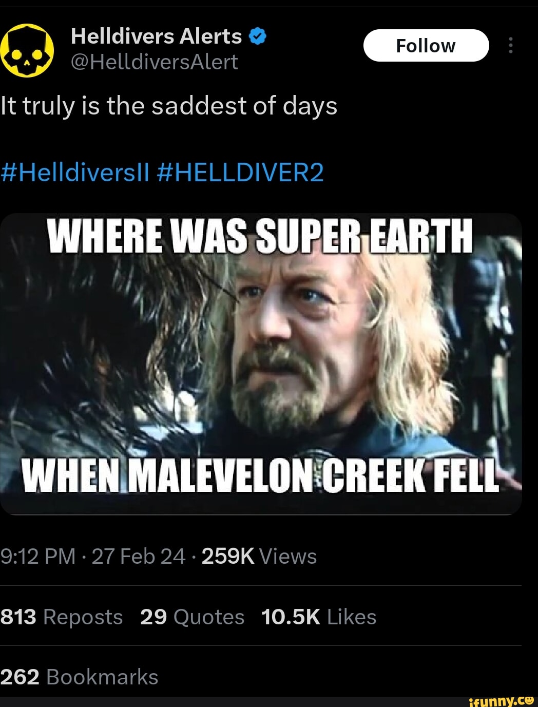 Helldivers Alerts @ @HelldiversAlert It truly is the saddest of days #Helldiversll HHELLDIVER2 ...