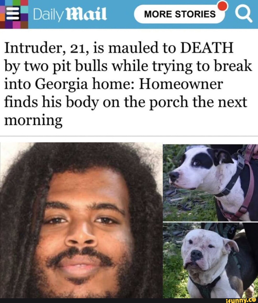 Dally Mail Intruder, 21, is mauled to DEATH by two pit bulls while ...