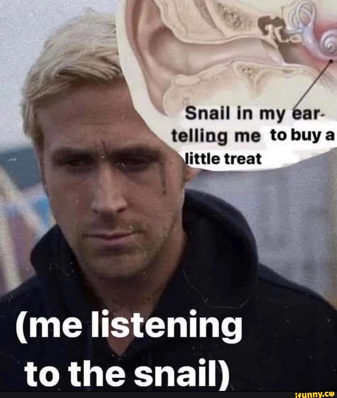 Snail in my ear- telling me tobuya little treat (me listening to the ...