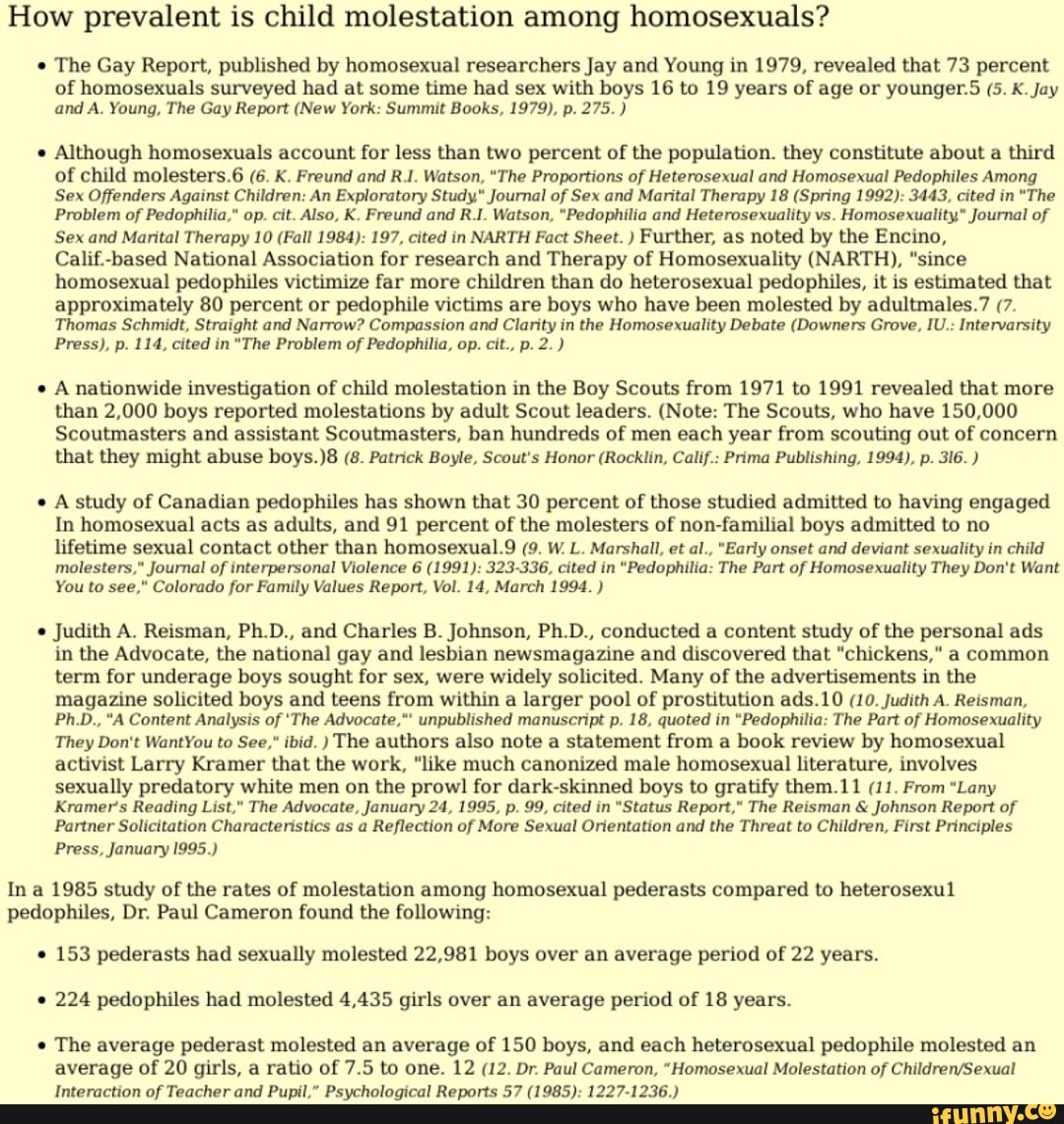How prevalent is child molestation among homosexuals? I The Gay Report ...