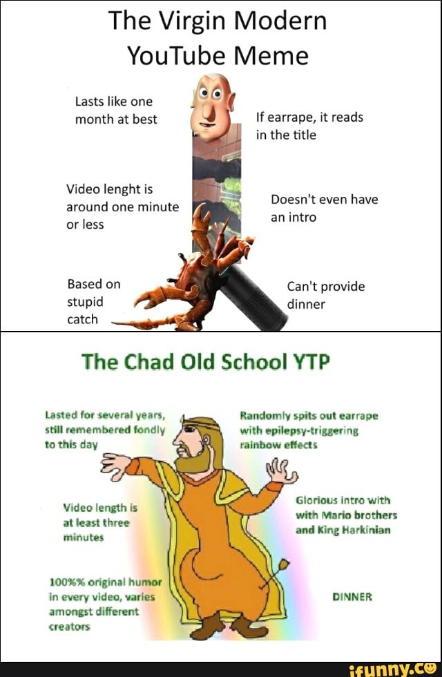 The Virgin Modern YouTube Meme É Doesn't even have around one minute an ...