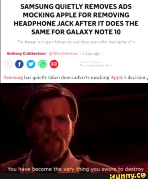 SAMSUNG QUIETLY REMOVES ADS MOCKING APPLE FOR REMOVING HEADPHONE JACK ...