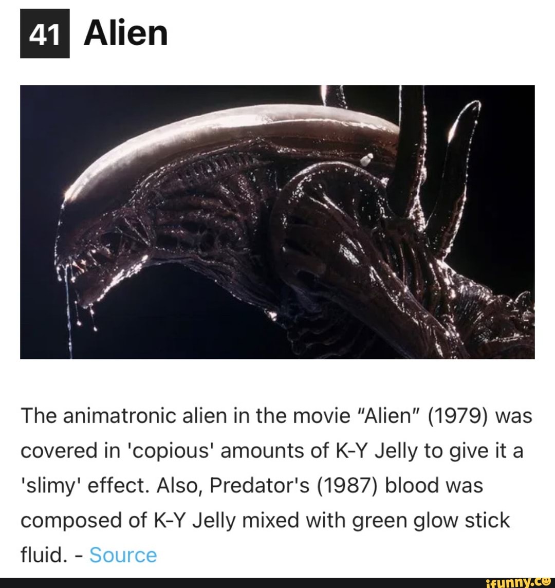 The animatronic alien in the movie "Alien" (1979) was covered in ...