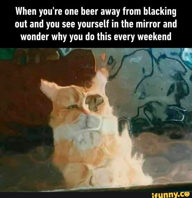 When you're one beer away from blacking out and you see yourself in the ...