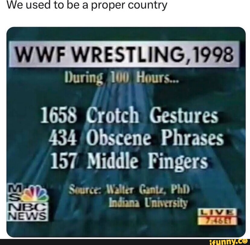 We used to be a proper country WRESTLING, 1998 During 10 Hours... 1658 ...